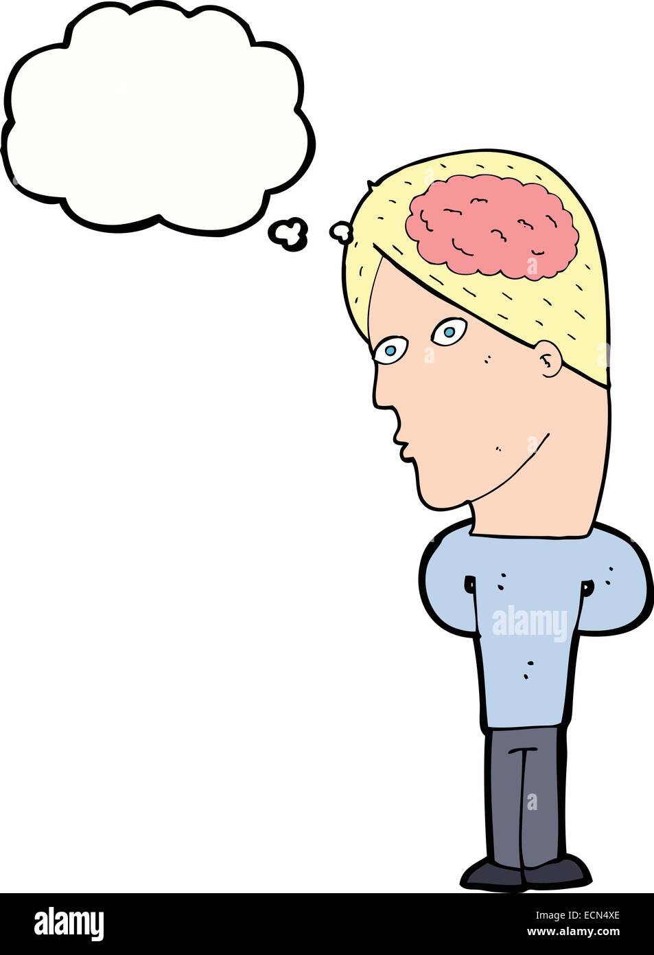 cartoon man with big brain with thought bubble Stock Vector Image & Art ...