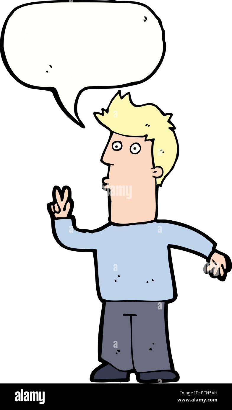 cartoon man signalling with hand with speech bubble Stock Vector Image ...
