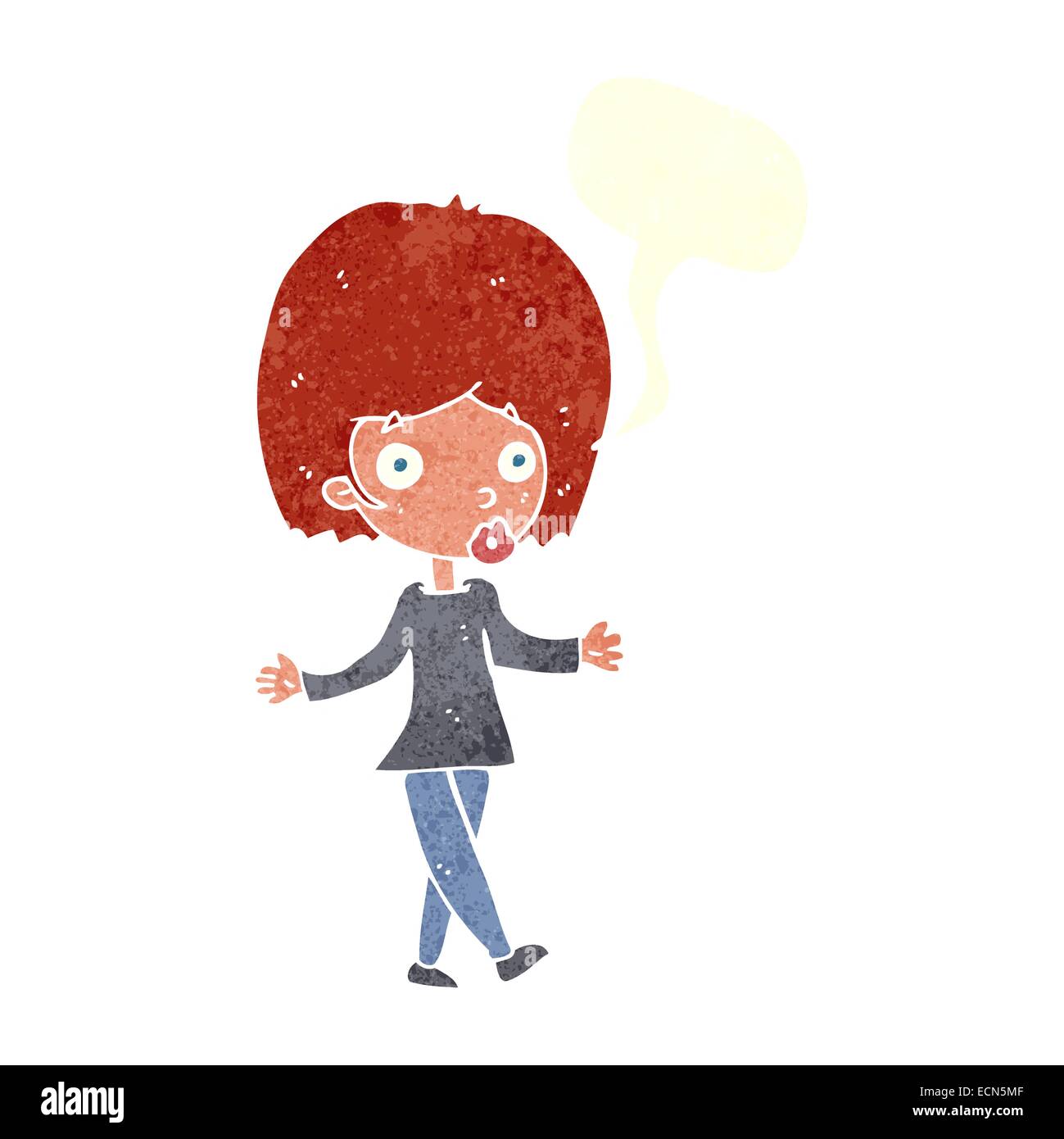 cartoon confused woman with speech bubble Stock Vector Image & Art - Alamy