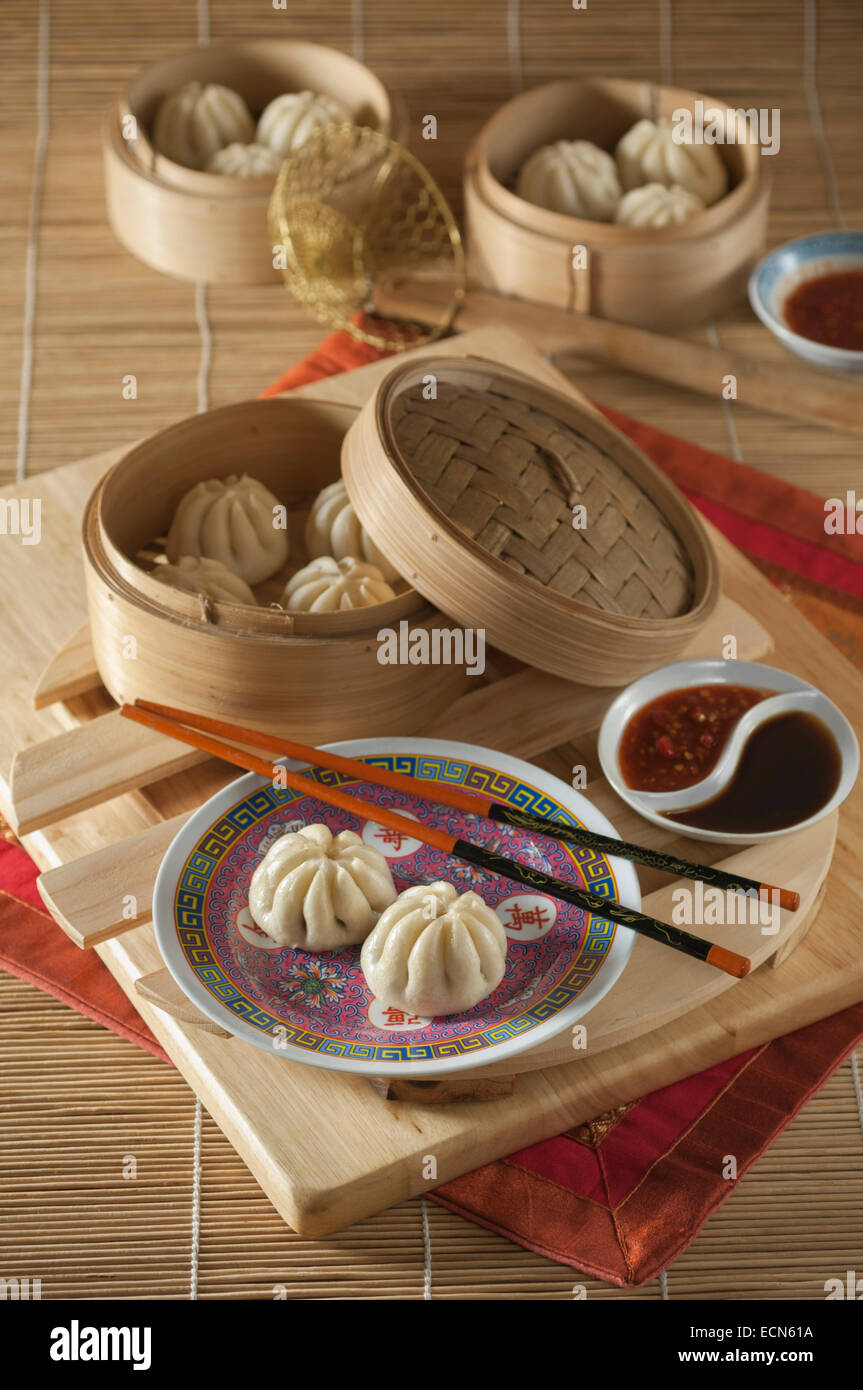 Char siu buns. Dim sum. Chinese dumplings Stock Photo - Alamy