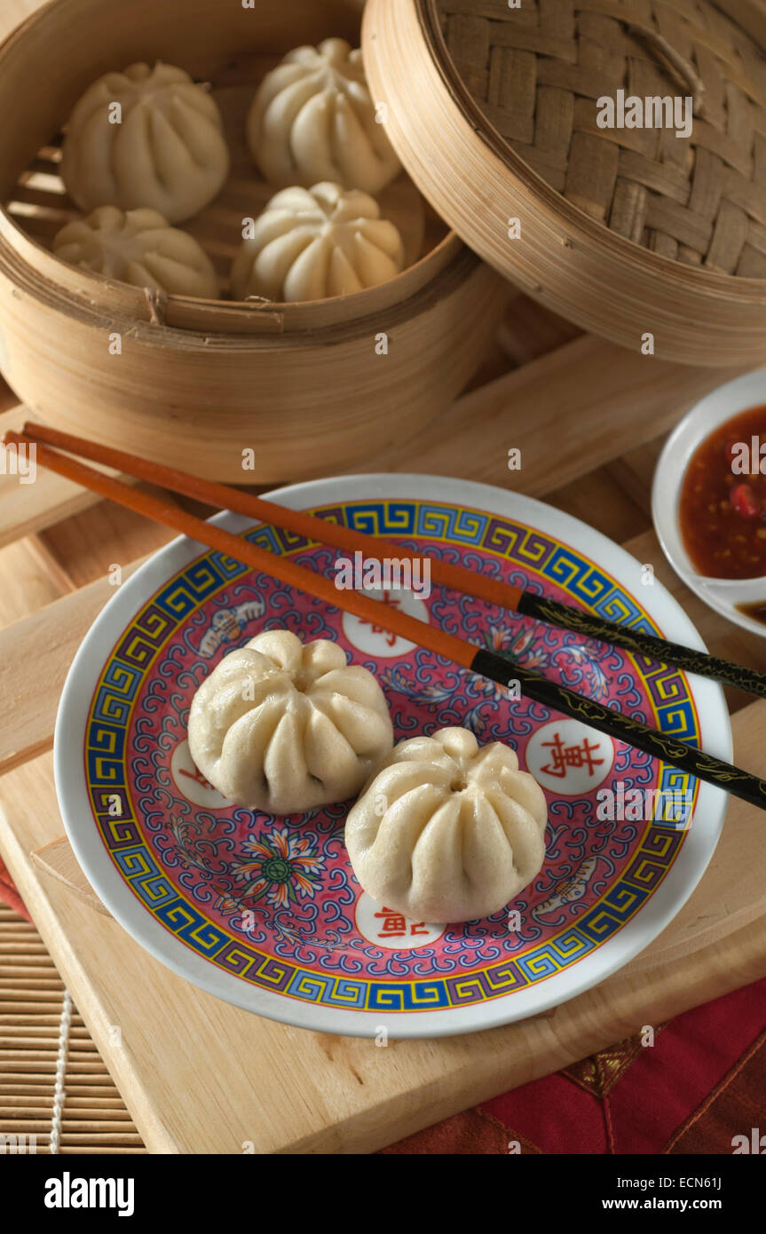 Char siu buns. Dim sum. Chinese dumplings Stock Photo - Alamy