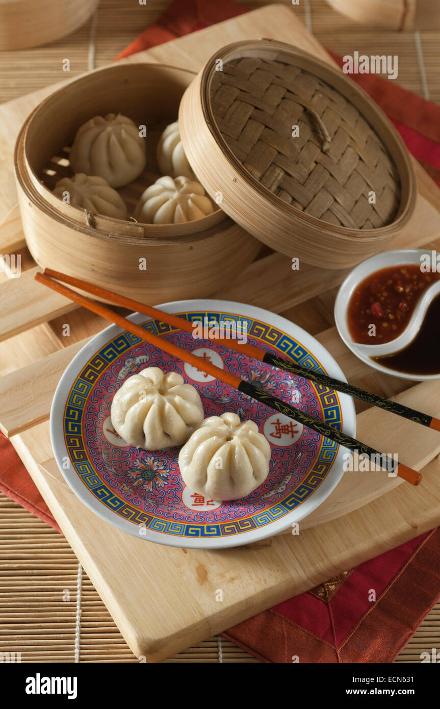 Char siu buns. Dim sum. Chinese dumplings Stock Photo - Alamy