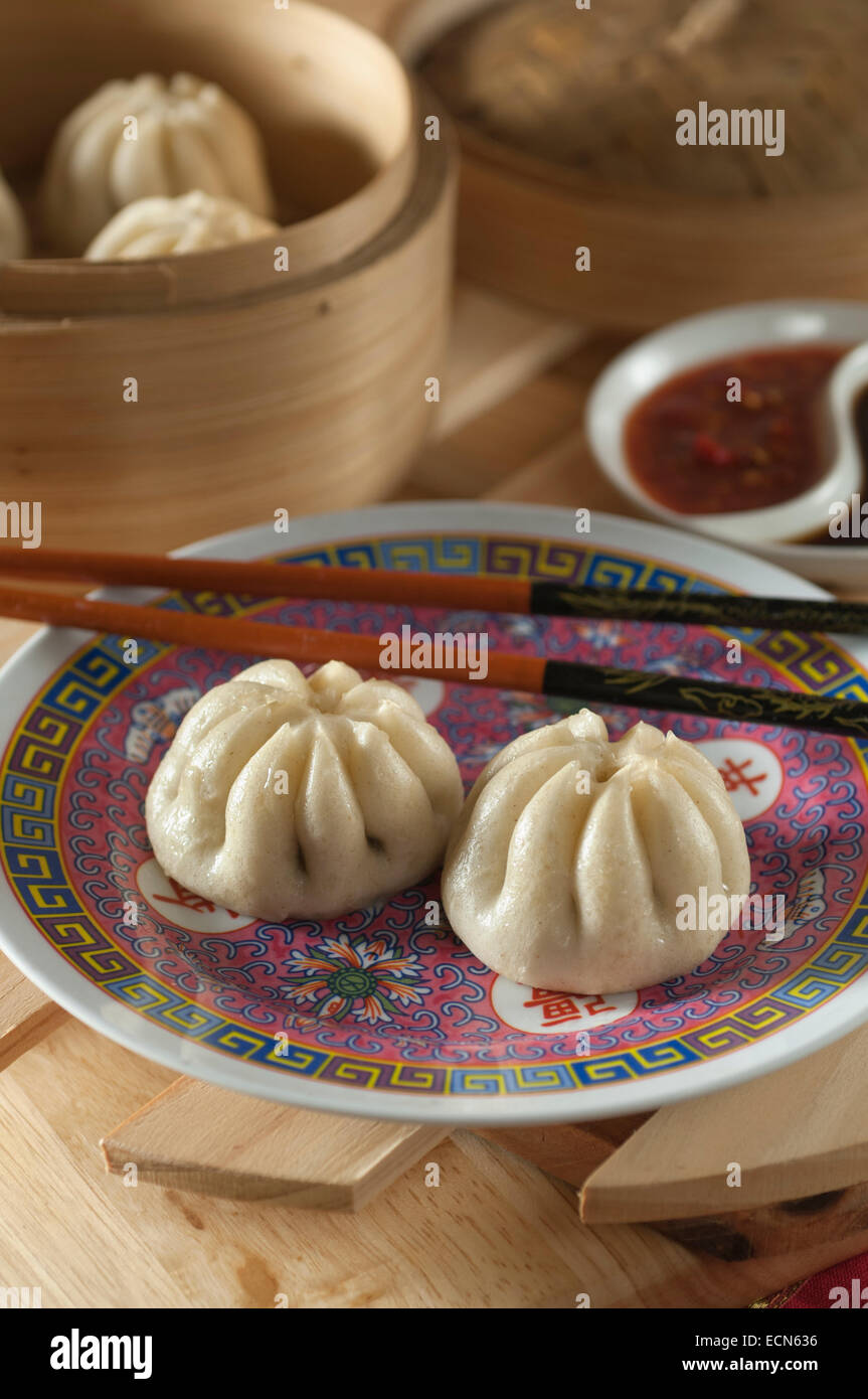 Char siu buns. Dim sum. Chinese dumplings Stock Photo - Alamy