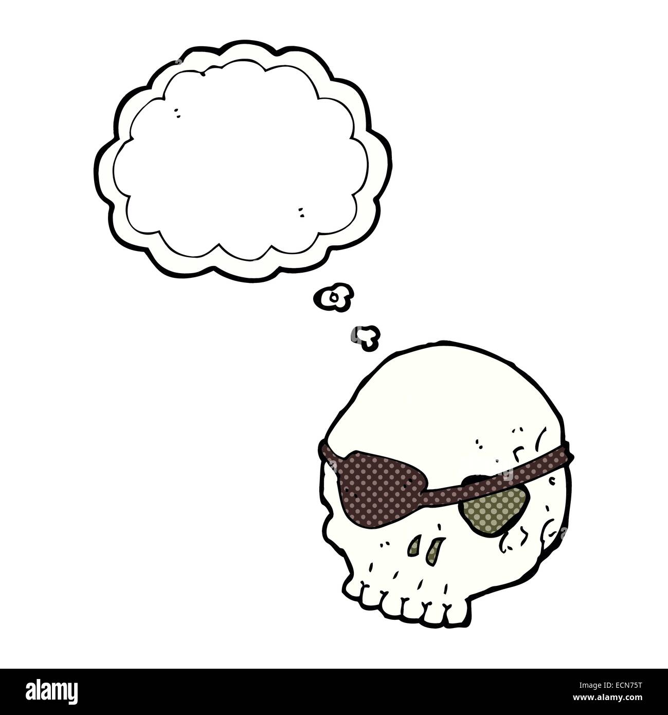 cartoon skull with eye patch with thought bubble Stock Vector Image ...