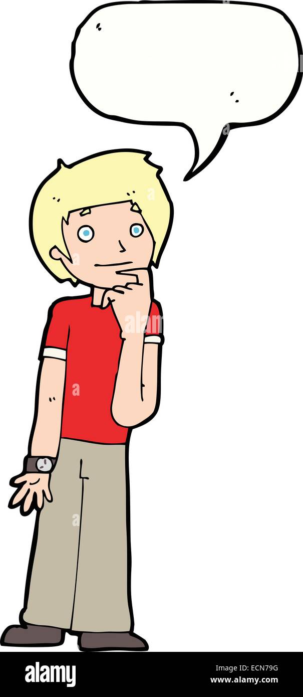 cartoon boy wondering with speech bubble Stock Vector Image & Art - Alamy