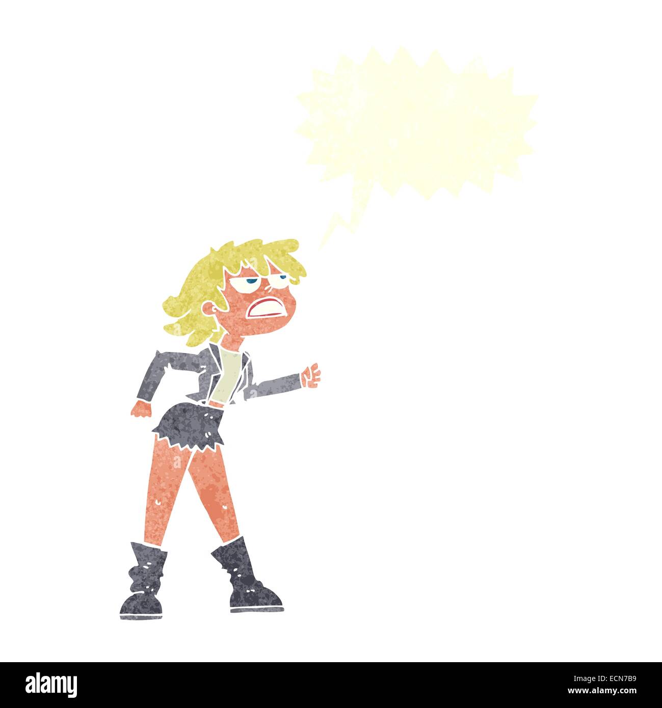 cartoon angry biker girl with speech bubble Stock Vector Image & Art ...