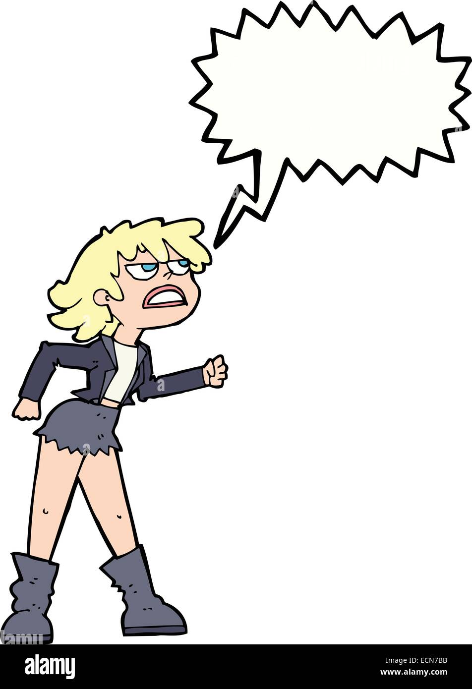 cartoon angry biker girl with speech bubble Stock Vector Image & Art ...