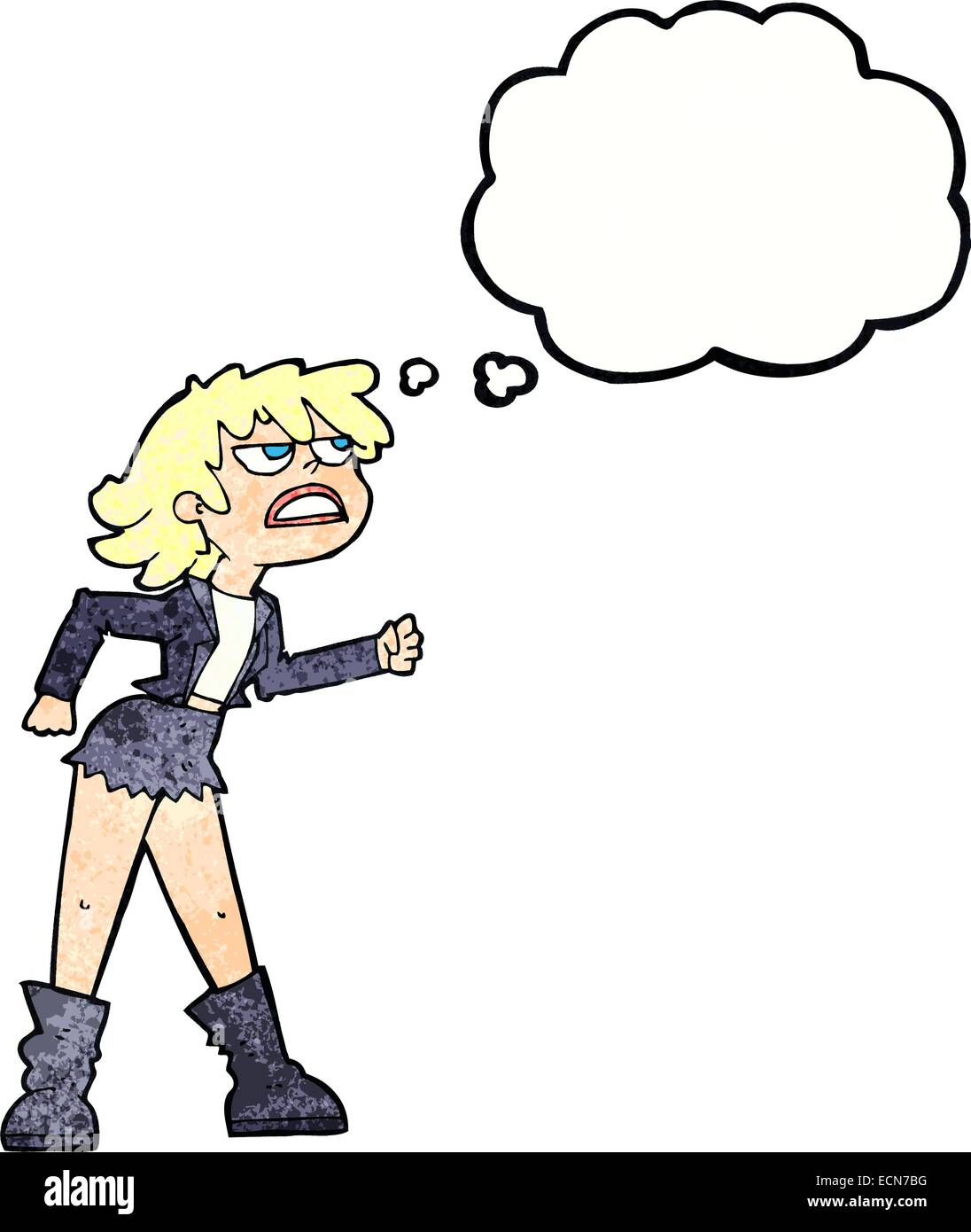 cartoon angry biker girl with thought bubble Stock Vector Image & Art ...