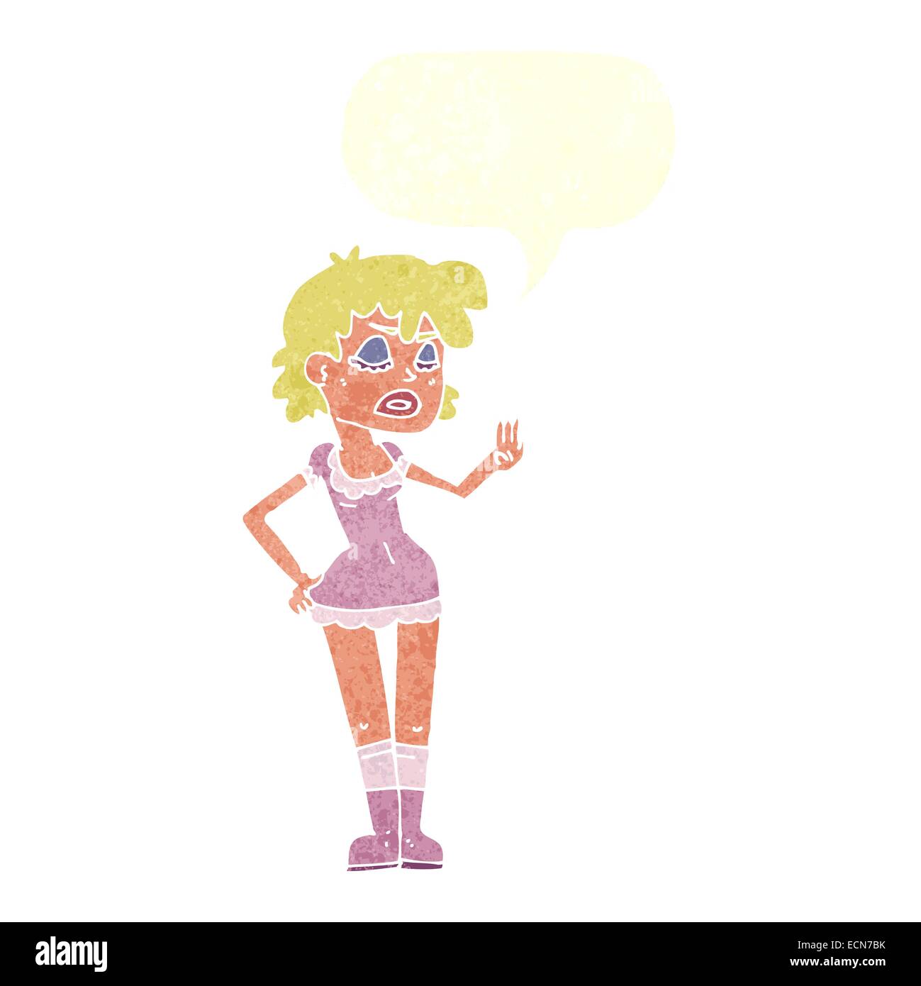 cartoon woman making dismissive gesture with speech bubble Stock Vector ...