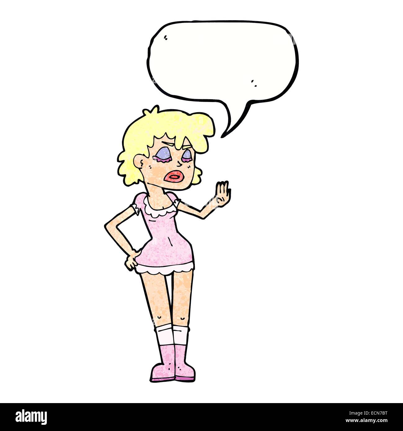 cartoon woman making dismissive gesture with speech bubble Stock Vector ...