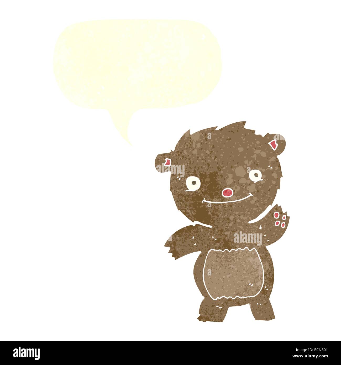 cartoon waving teddy bear with speech bubble Stock Vector Image & Art ...