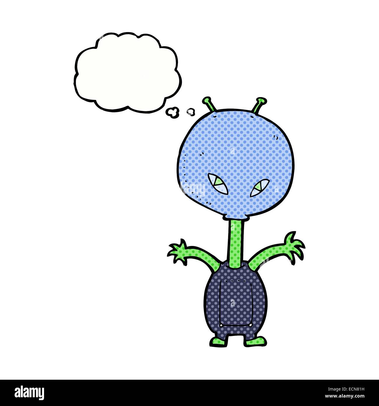 cartoon space alien with thought bubble Stock Vector Image & Art - Alamy