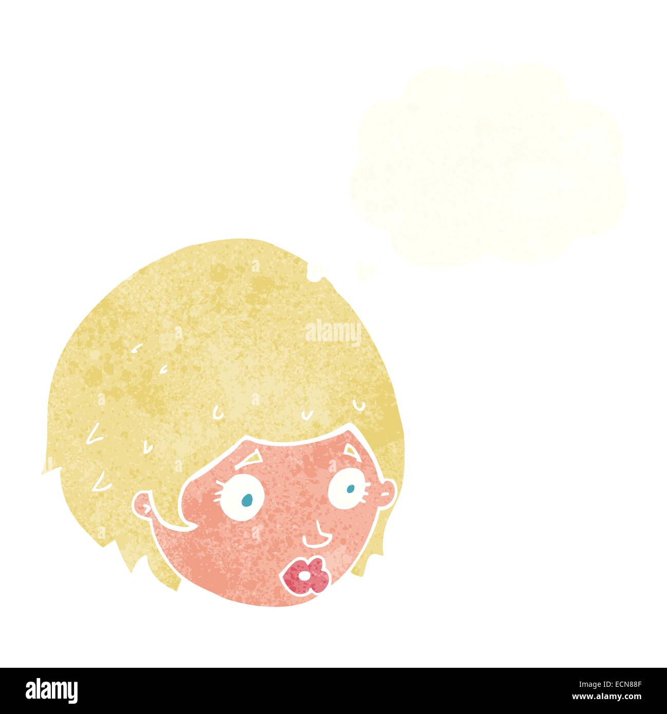 cartoon girl with concerned expression with thought bubble Stock Vector ...