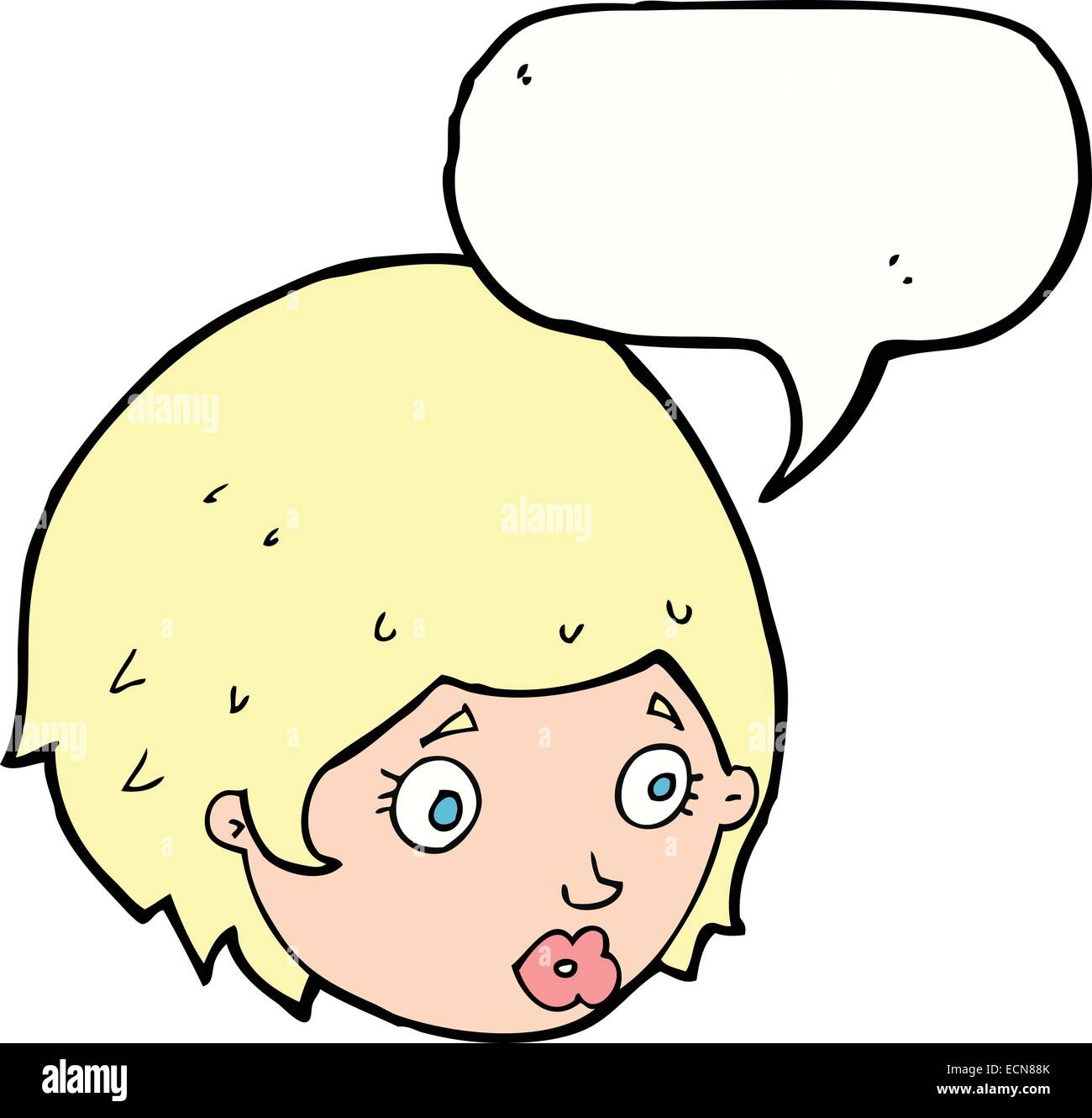 cartoon girl with concerned expression with speech bubble Stock Vector ...