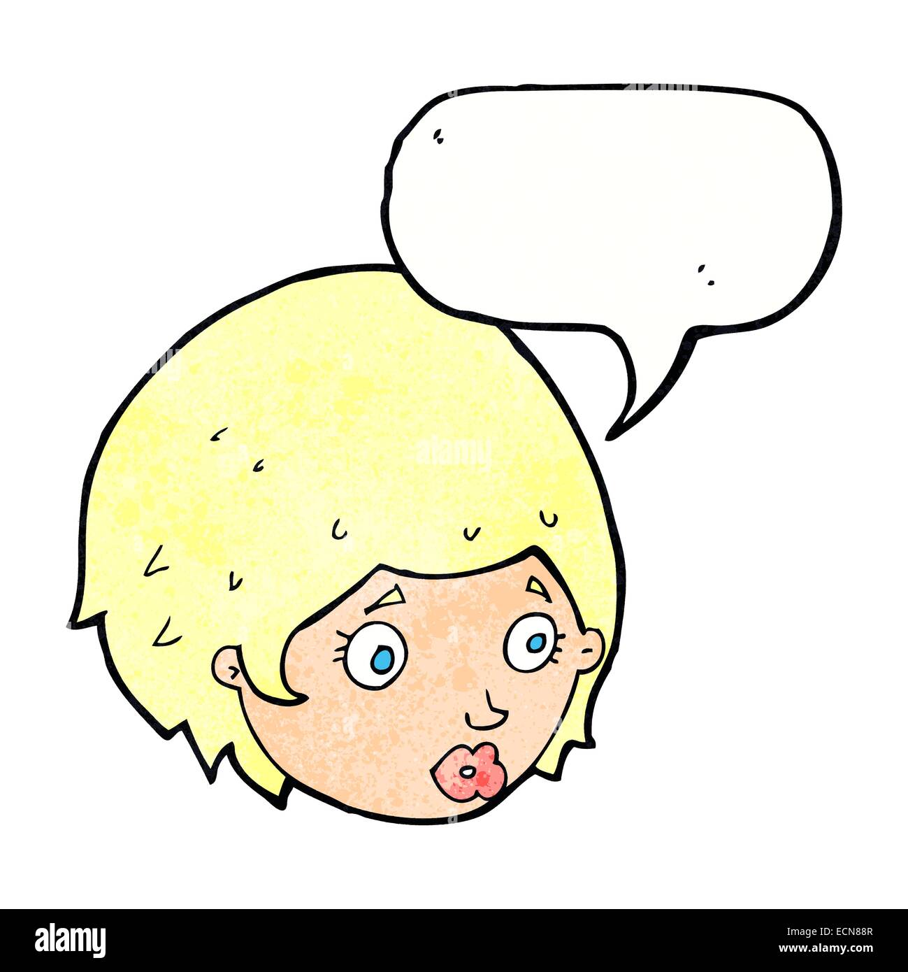 cartoon girl with concerned expression with speech bubble Stock Vector ...