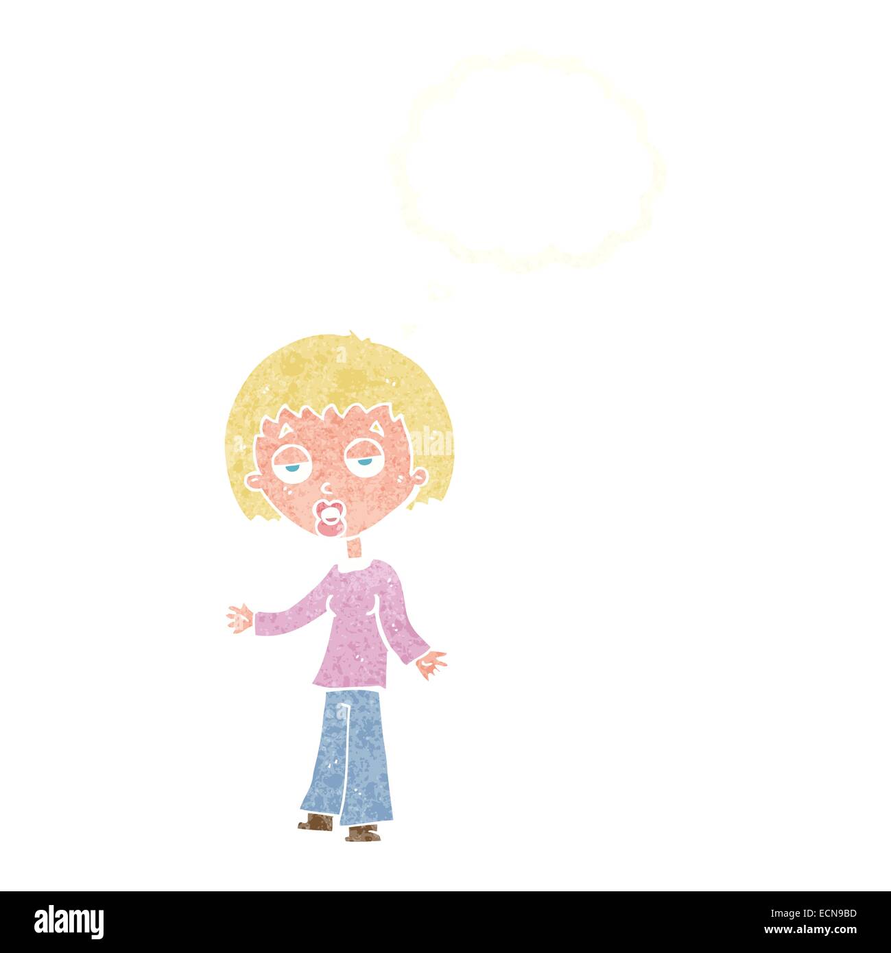 cartoon tired woman with thought bubble Stock Vector Image & Art - Alamy