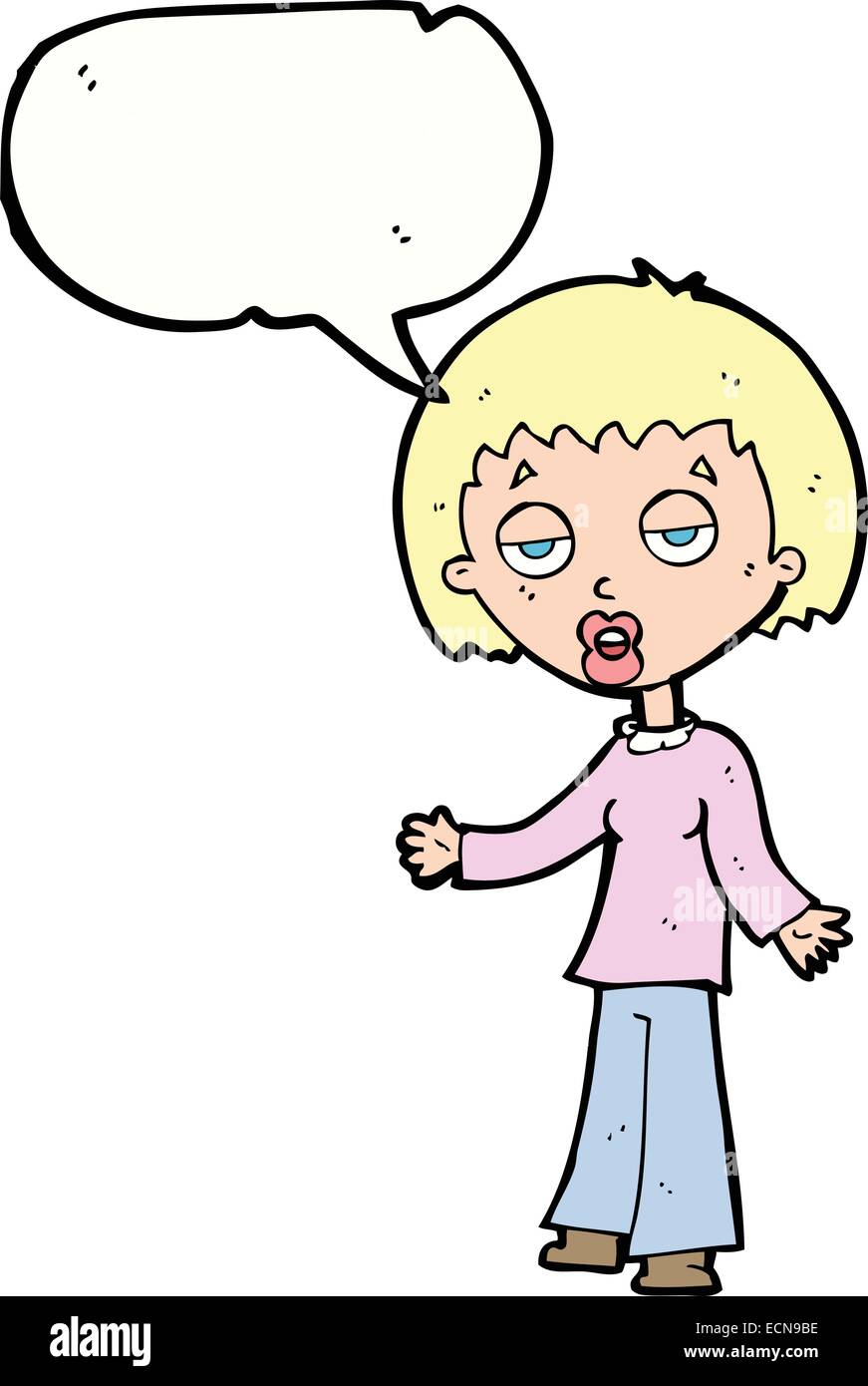 cartoon tired woman with speech bubble Stock Vector Image & Art - Alamy