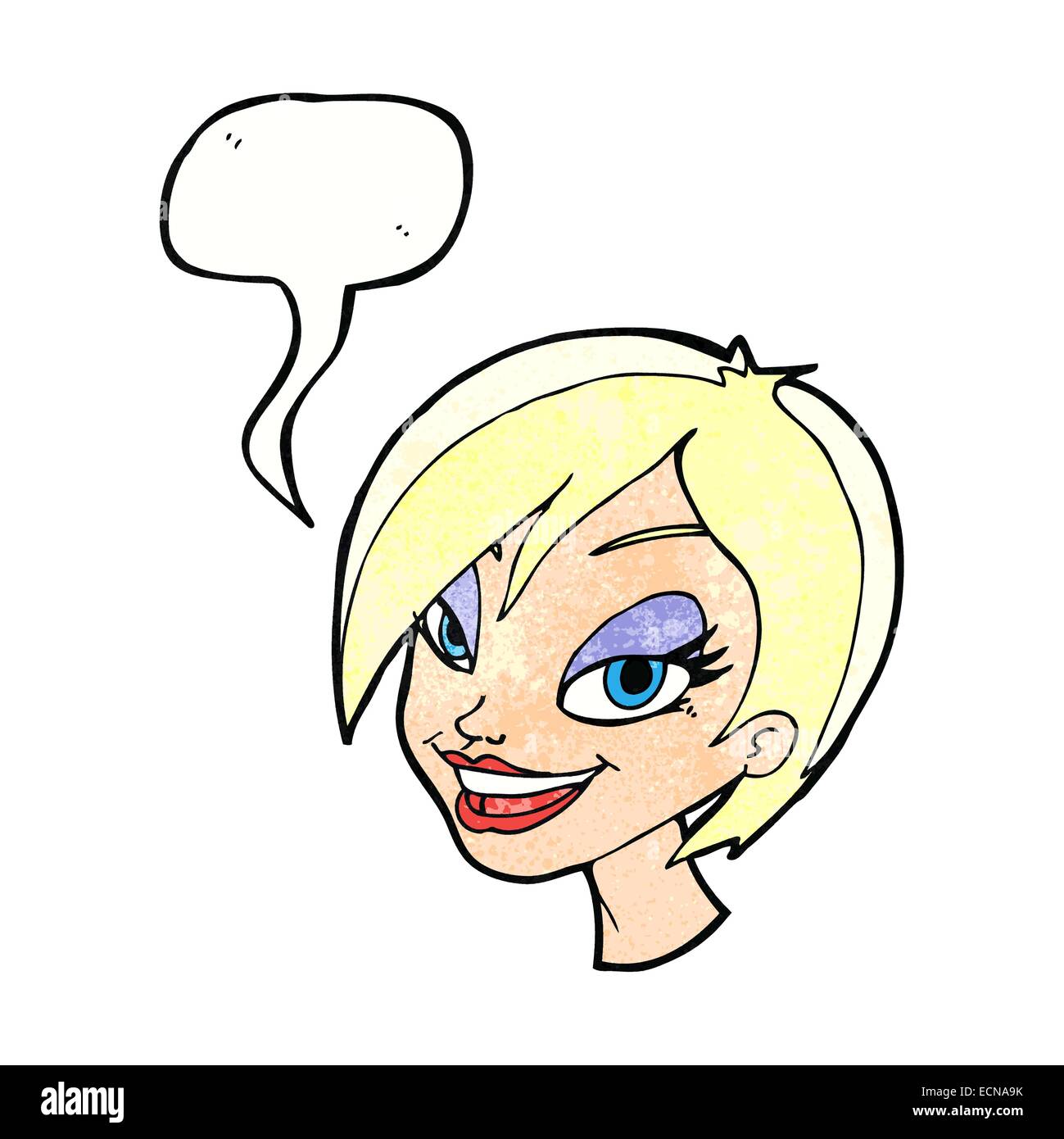 cartoon pretty female face with speech bubble Stock Vector Image & Art ...