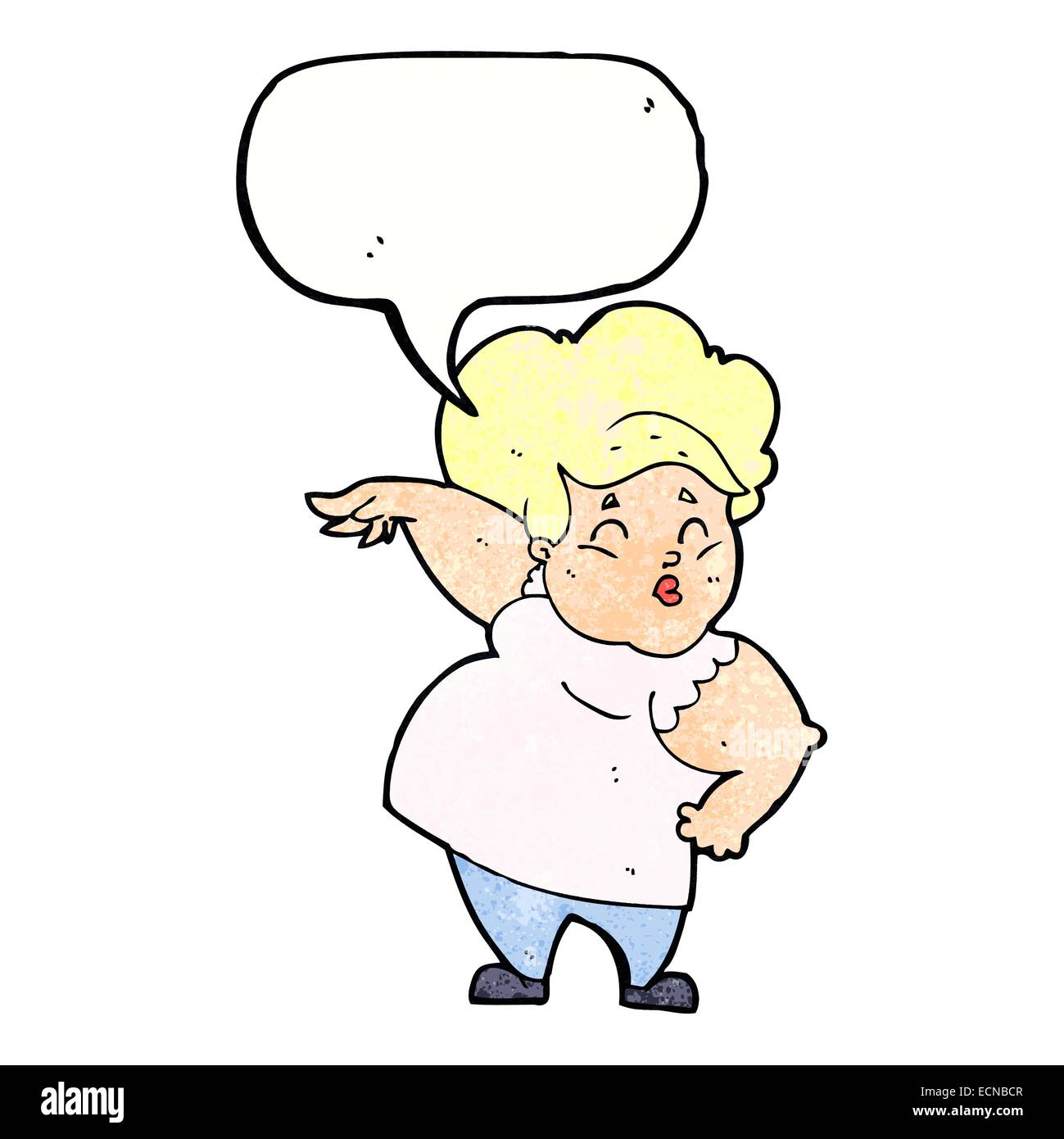 cartoon happy overweight lady with speech bubble Stock Vector Image ...