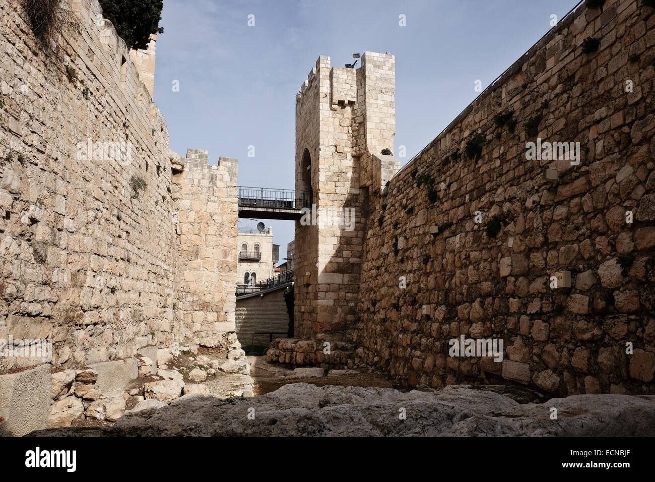 A moat formed by parallel stone walls served as an obstacle surrounding ...