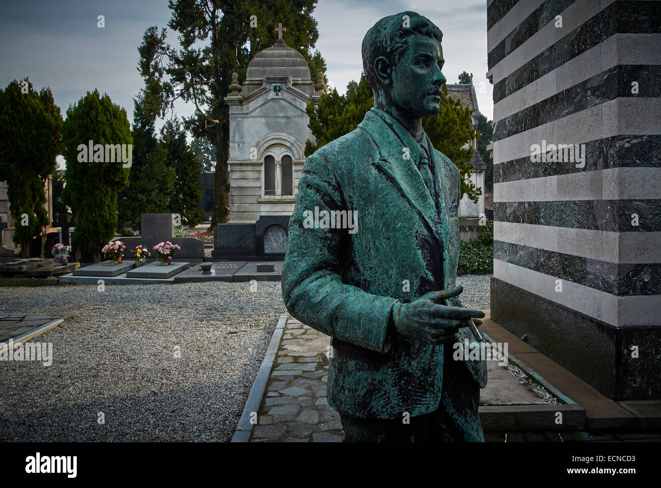 Monumental graveyard in Turin Italy.Statue of man smoking Stock Photo ...