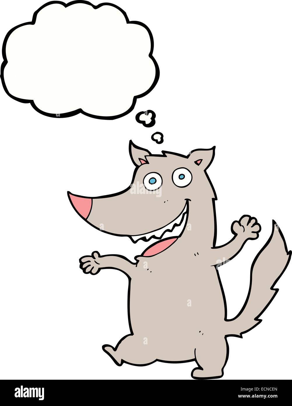 cartoon happy wolf with thought bubble Stock Vector Image & Art - Alamy