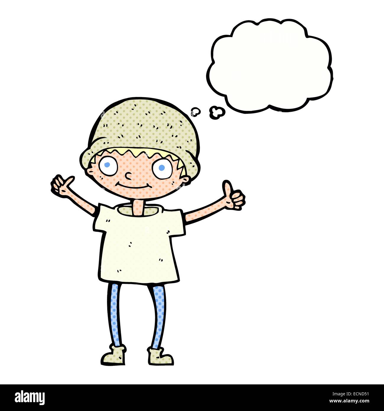 cartoon boy with positive attitude with thought bubble Stock Vector ...