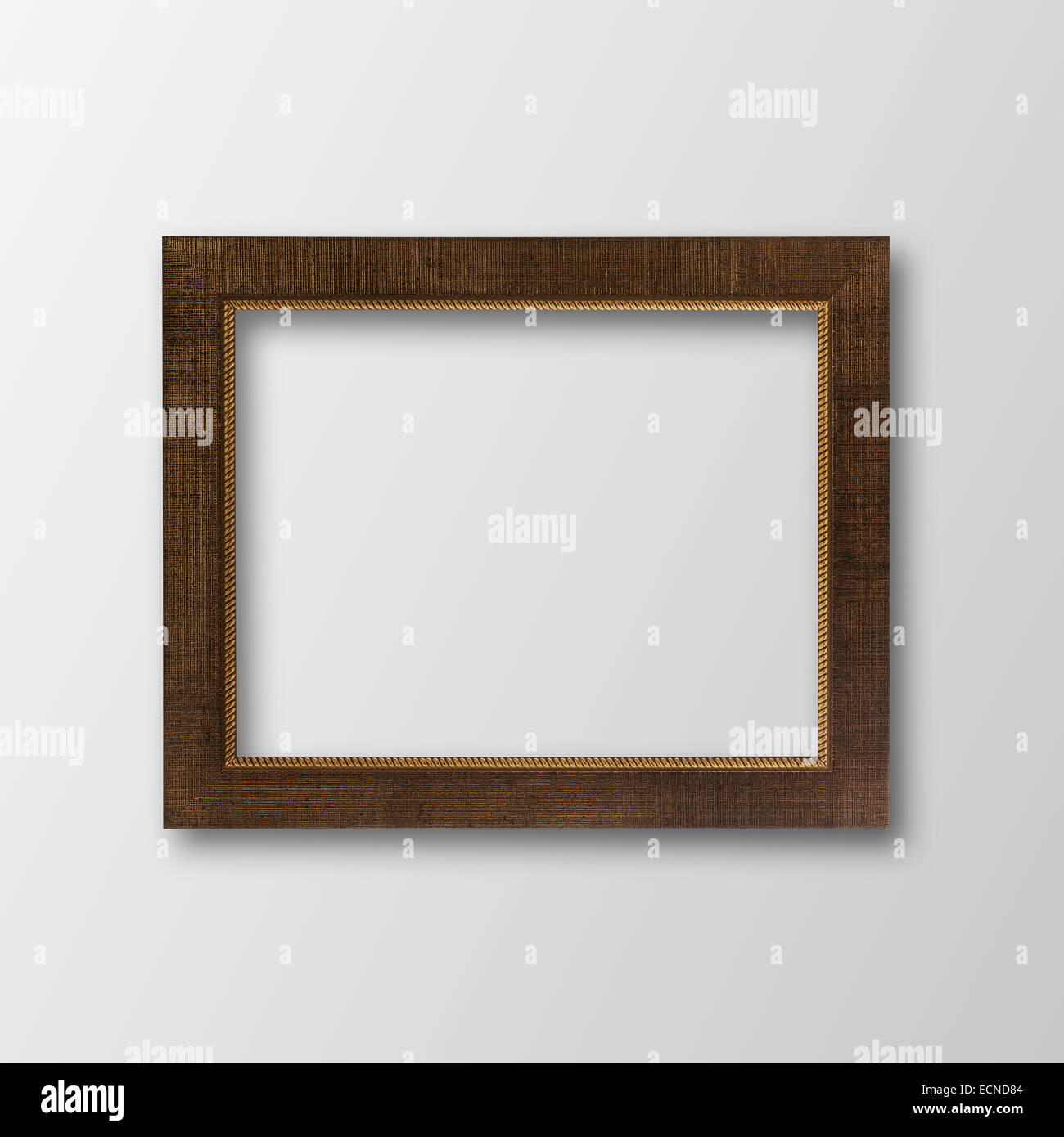 Old Antique Brown Frame With Shadows On White Background. Closeup Stock ...