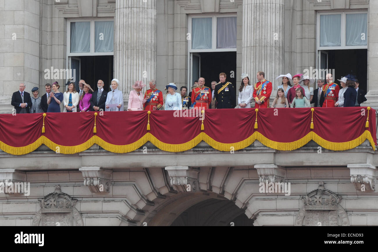 The Royal Family observes the Trooping the Colour Procession from a ...