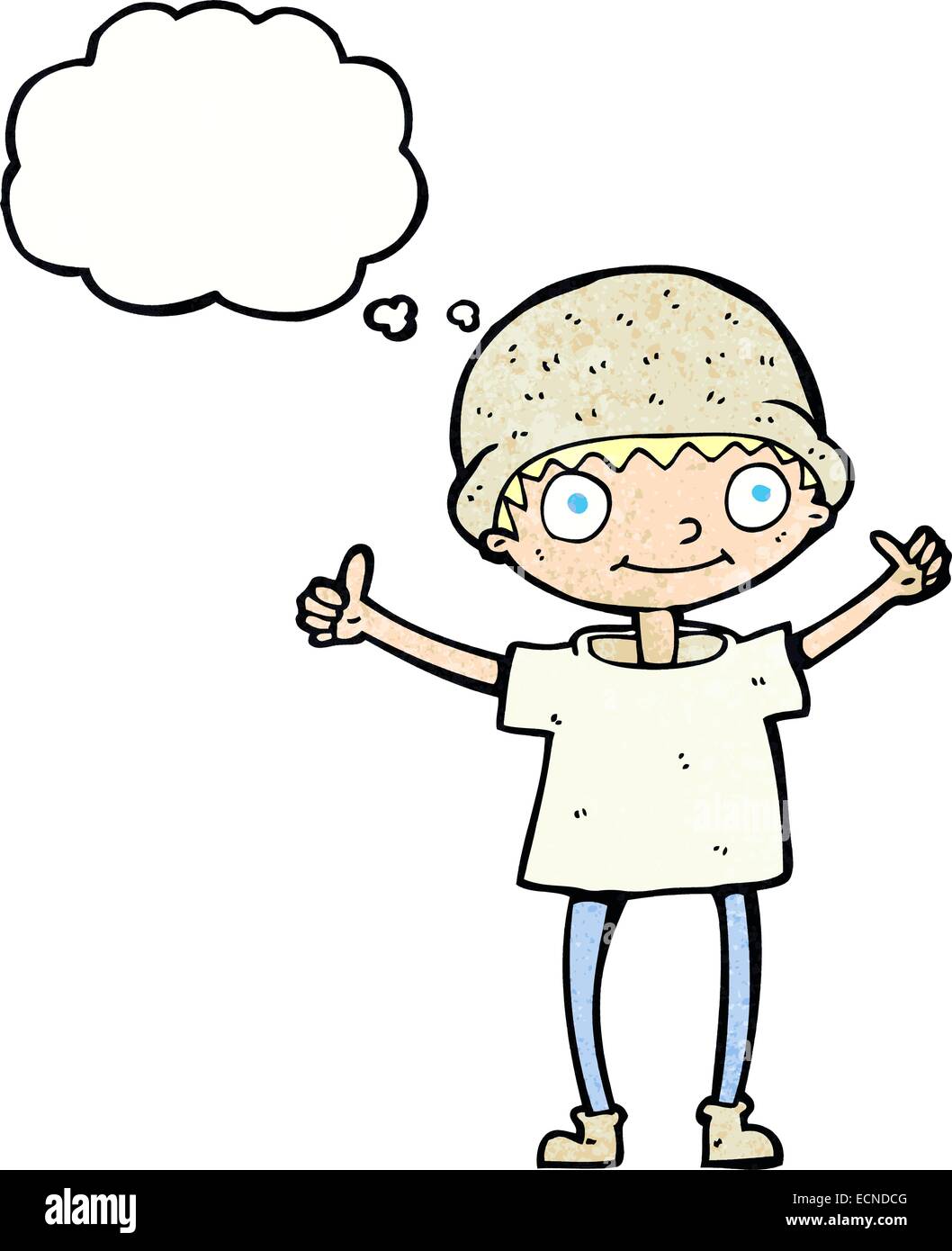 cartoon boy with positive attitude with thought bubble Stock Vector ...