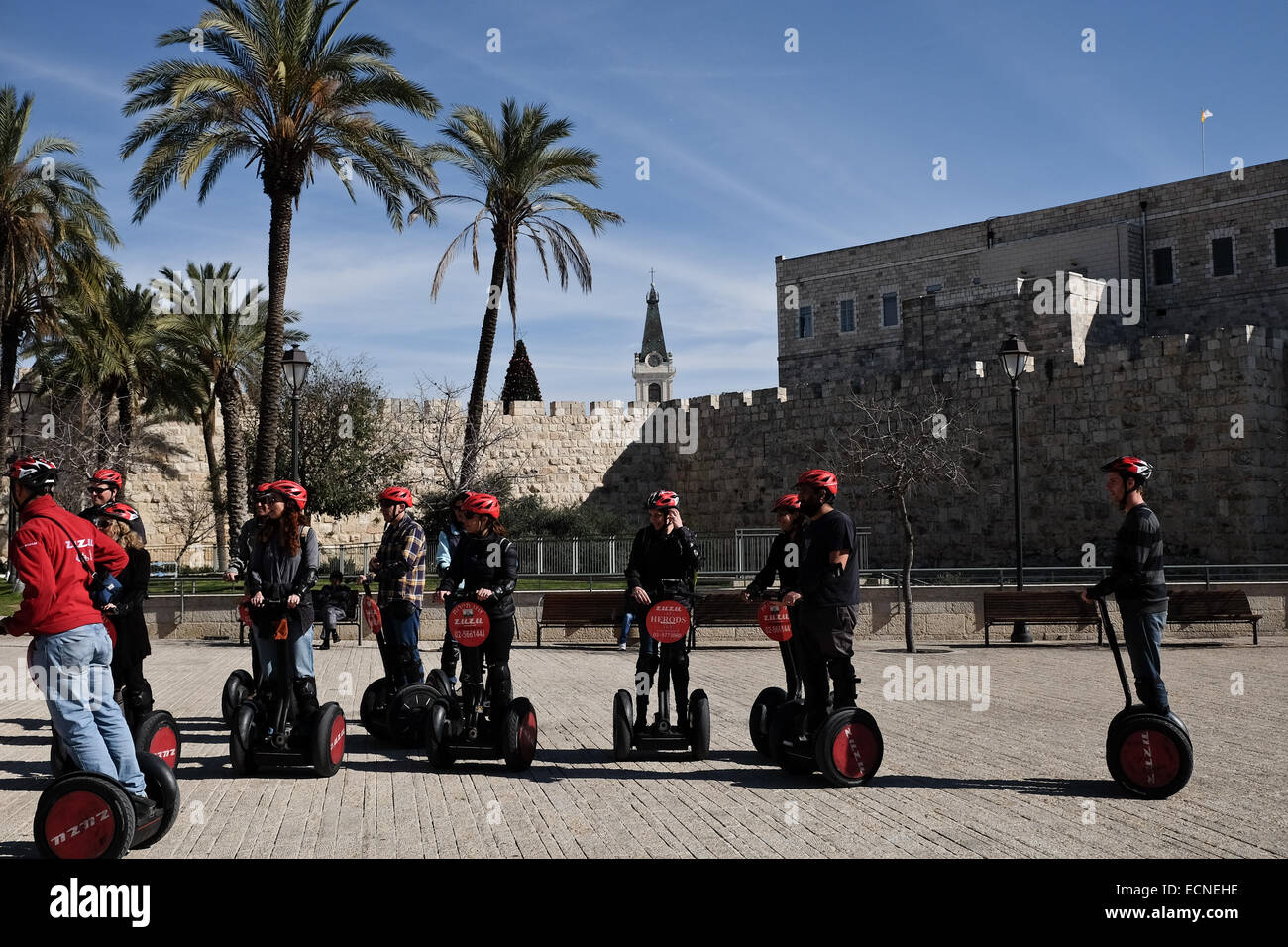 A Segway tour outside the Old City walls in Jerusalem Stock Photo - Alamy