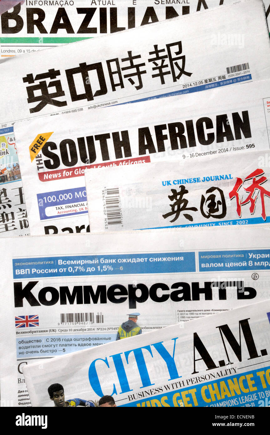 Free foreign newspapers available in London (December 2014 Stock Photo ...