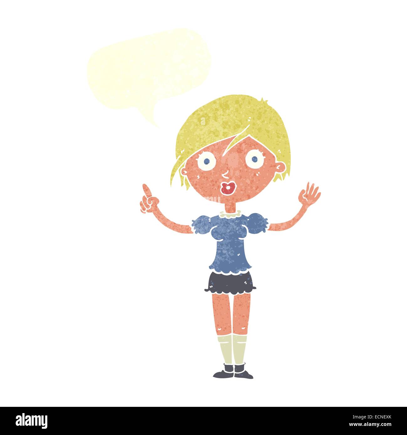 Cartoon girl asking question bubble Cut Out Stock Images & Pictures - Alamy