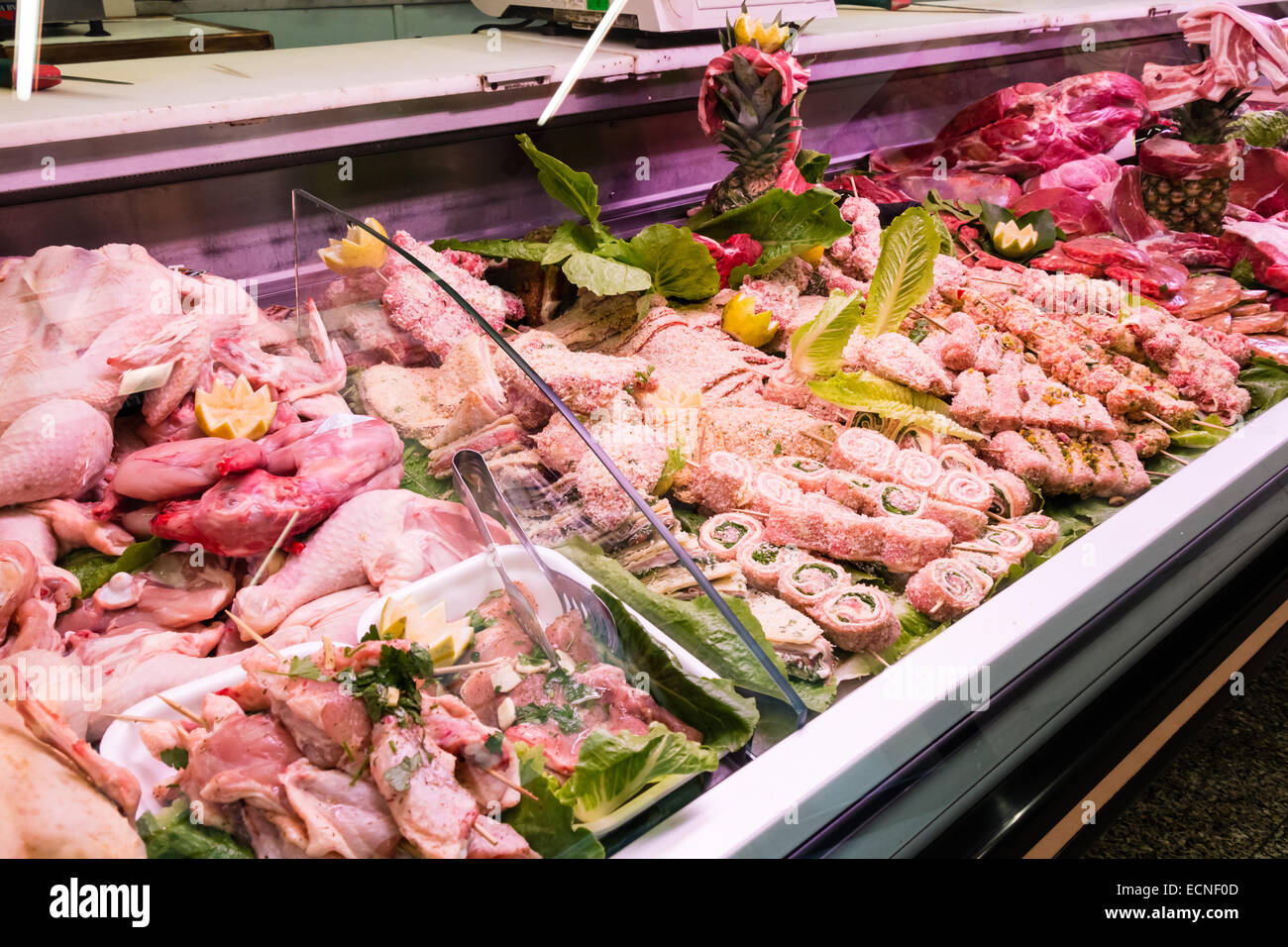 Meats and prepared Italian craft butcher Sicilian Stock Photo - Alamy