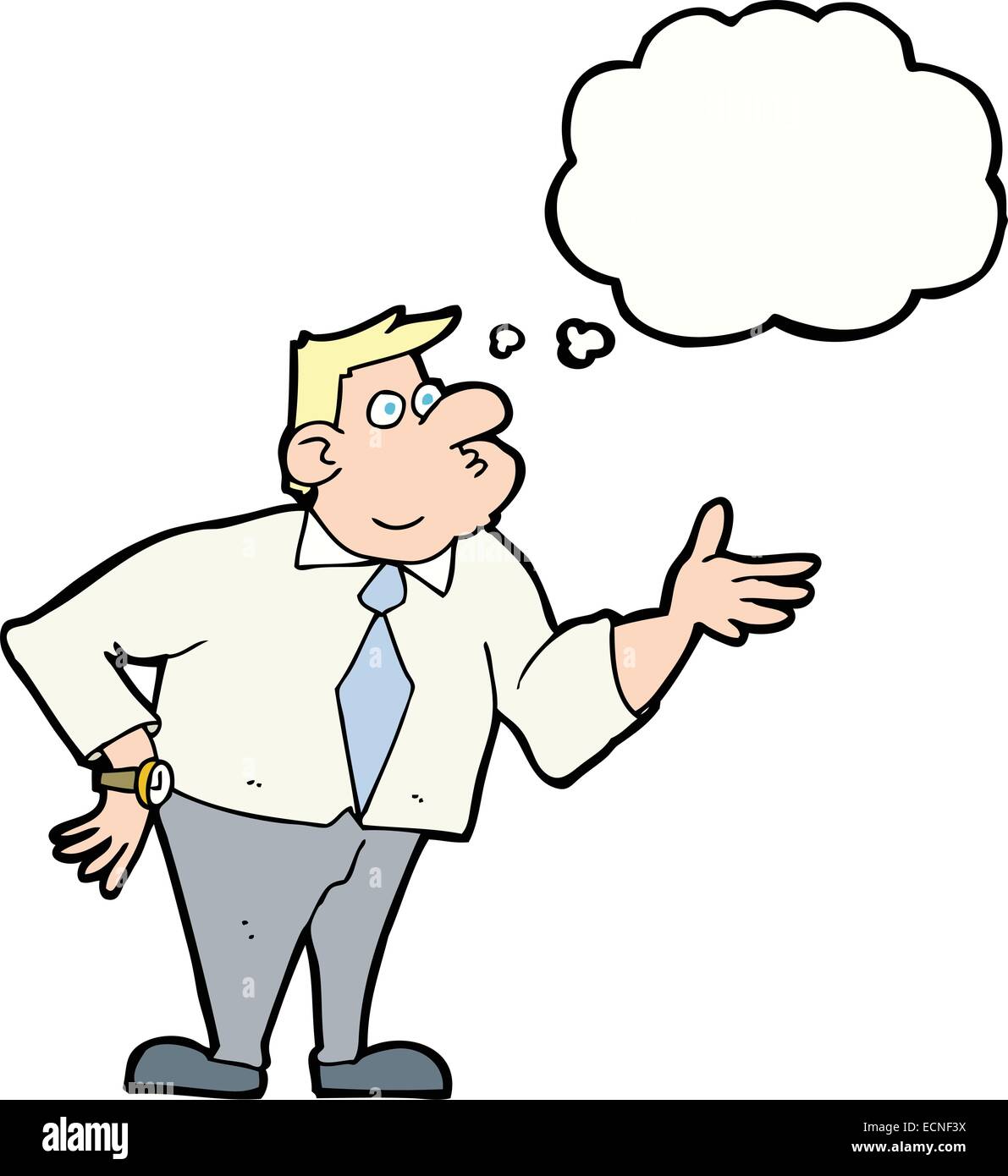 cartoon businessman asking question with thought bubble Stock Vector Image & Art - Alamy