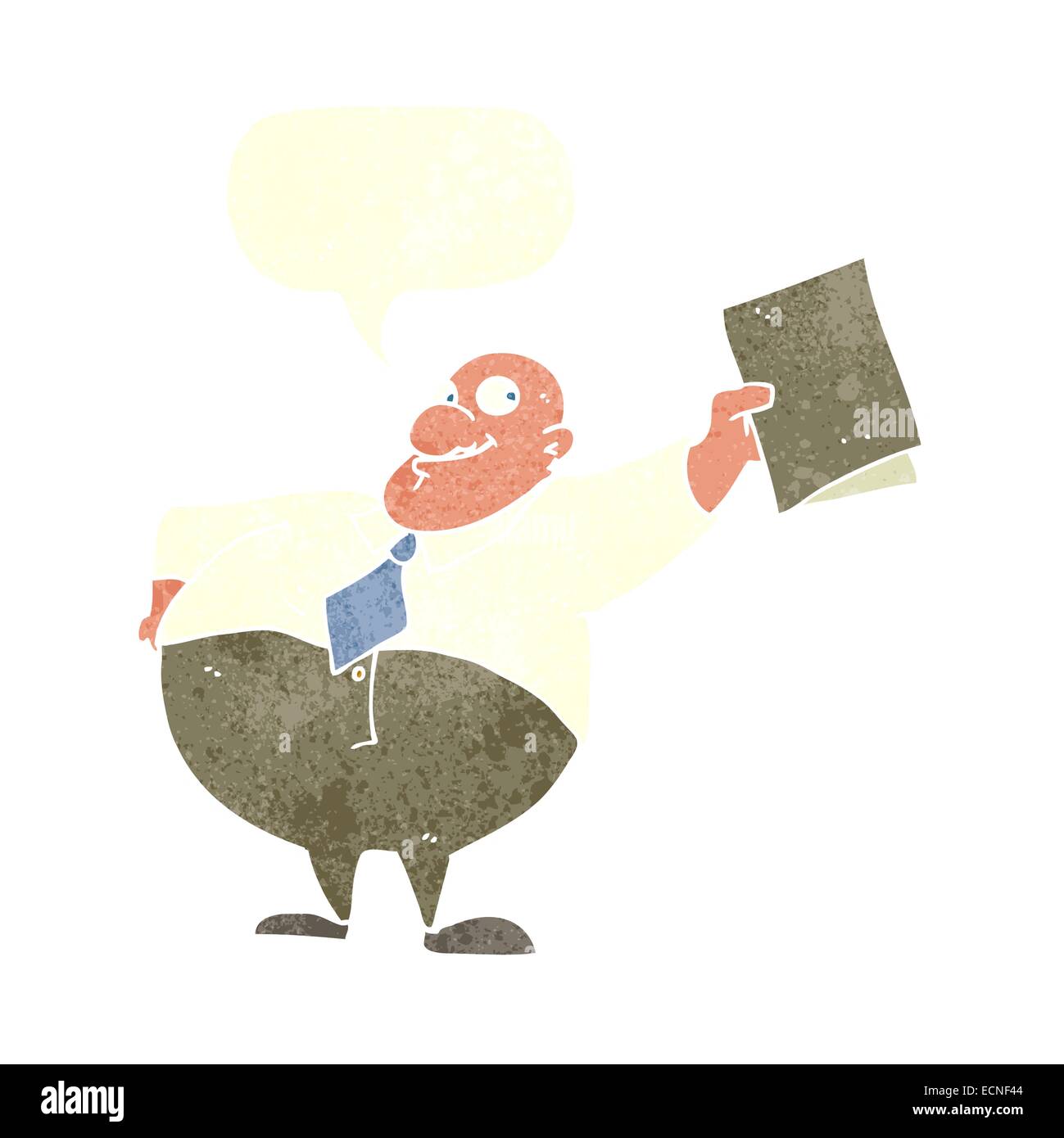 cartoon happy boss with file with speech bubble Stock Vector Image ...