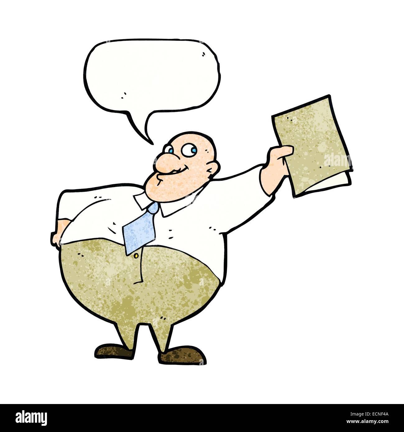 cartoon happy boss with file with speech bubble Stock Vector Image ...