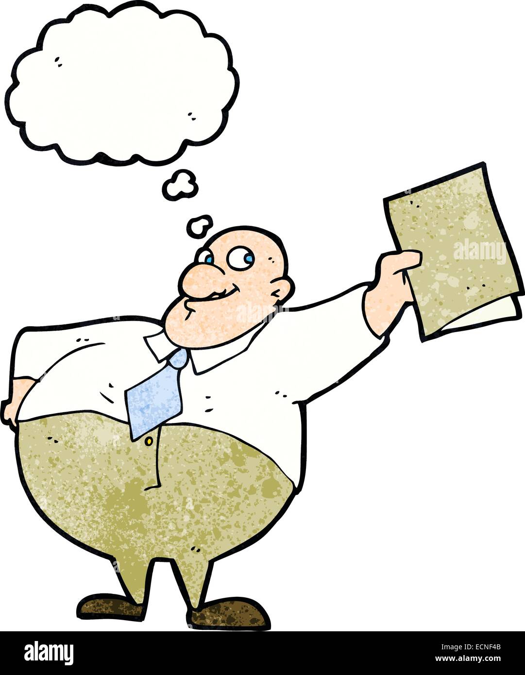 cartoon happy boss with file with thought bubble Stock Vector Image ...