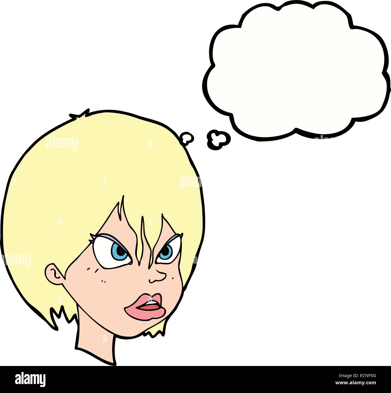 cartoon annoyed woman with thought bubble Stock Vector Image & Art - Alamy