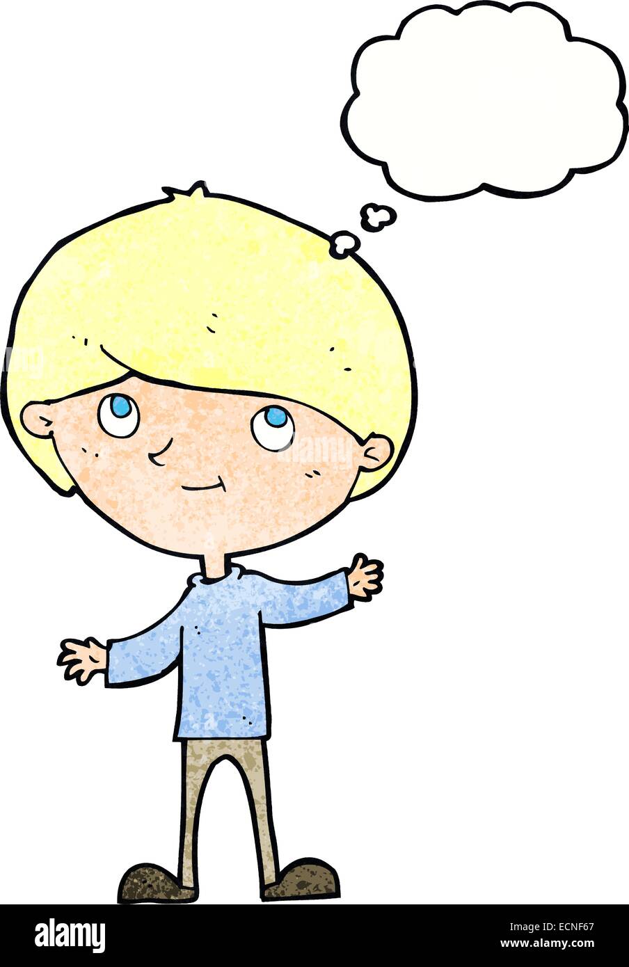 cartoon happy boy with thought bubble Stock Vector Image & Art - Alamy