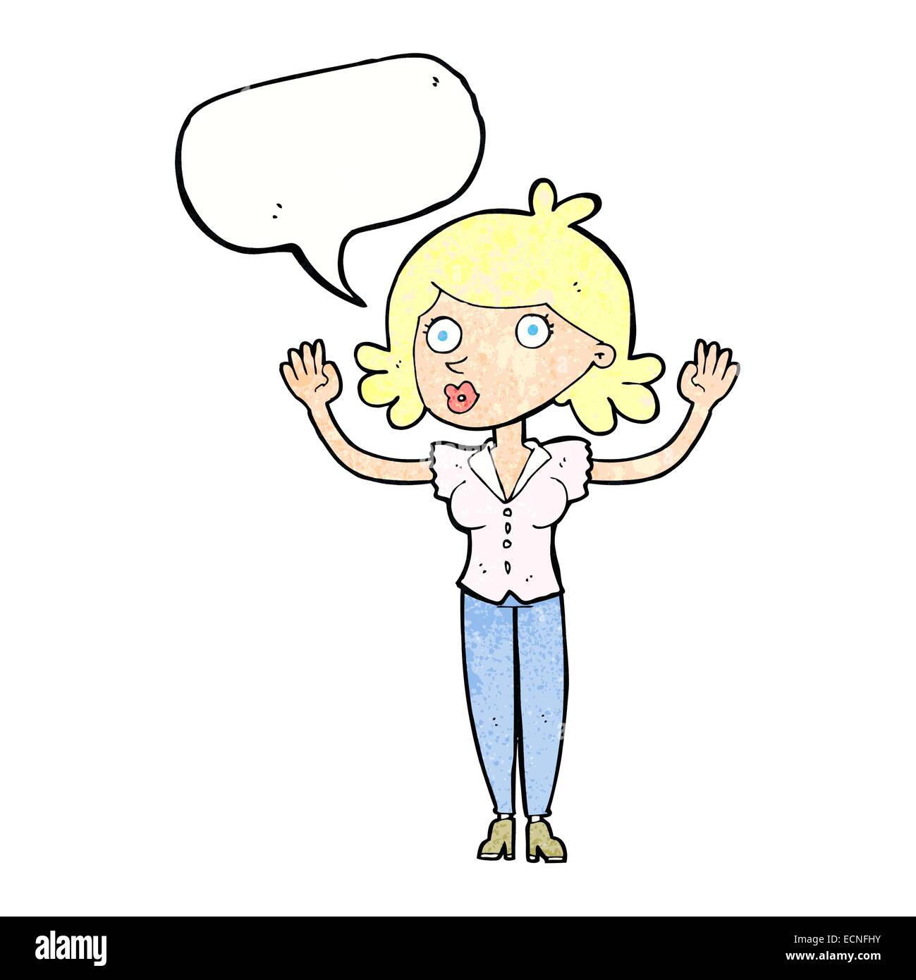 cartoon woman surrendering with speech bubble Stock Vector Image & Art ...