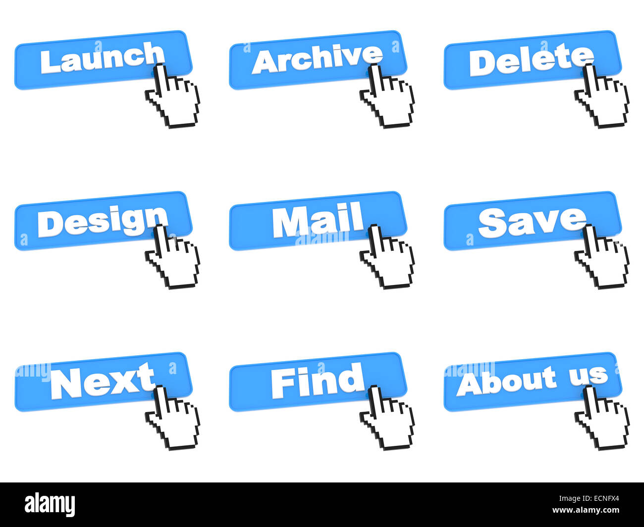 Hand cursor delete button Cut Out Stock Images & Pictures - Alamy