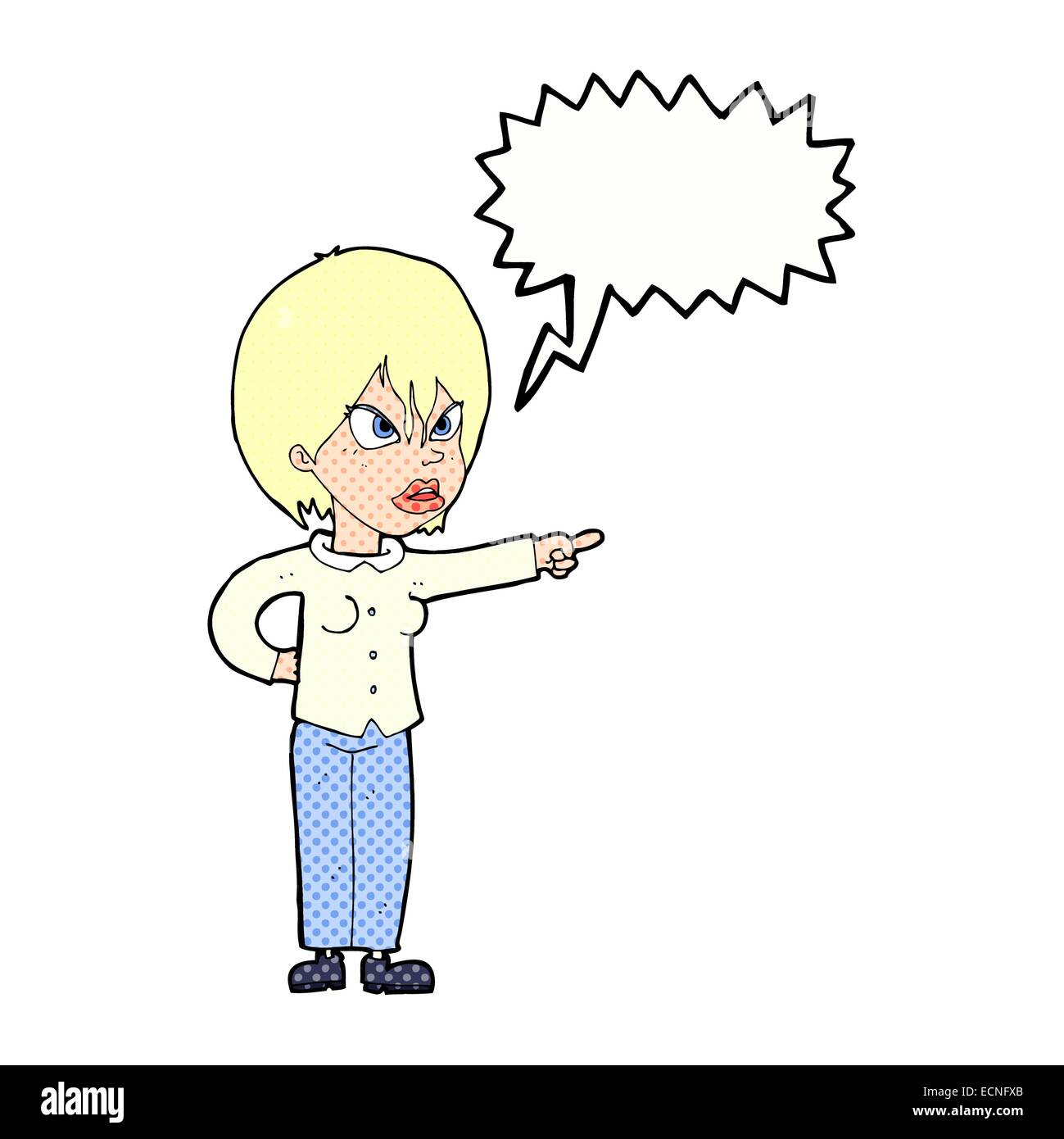 cartoon woman accusing with speech bubble Stock Vector Image & Art - Alamy