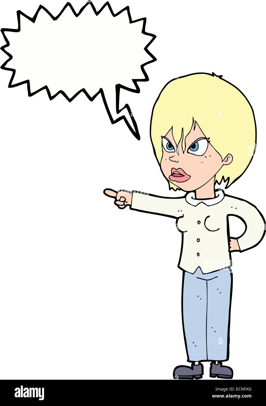 cartoon woman accusing with speech bubble Stock Vector Image & Art - Alamy