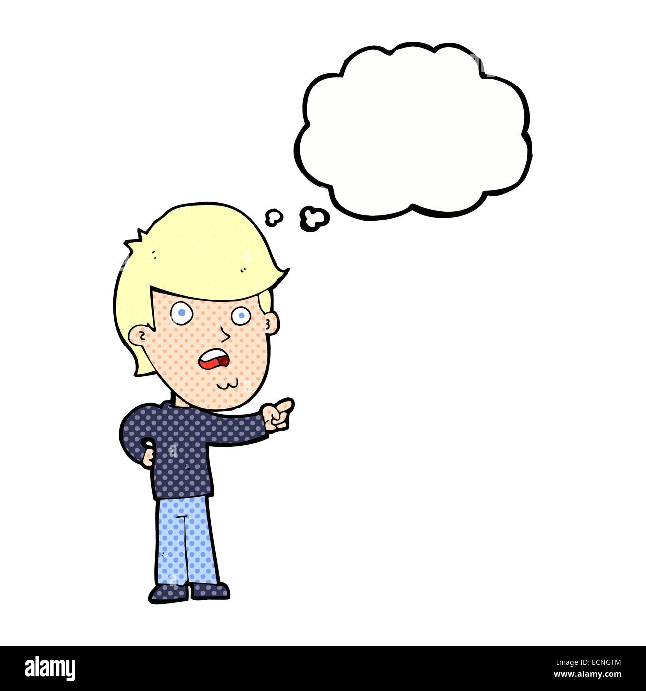cartoon shocked man pointing with thought bubble Stock Vector Image ...