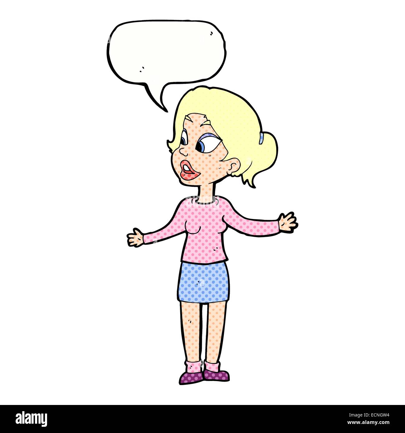 cartoon pretty woman explaining something with speech bubble Stock ...
