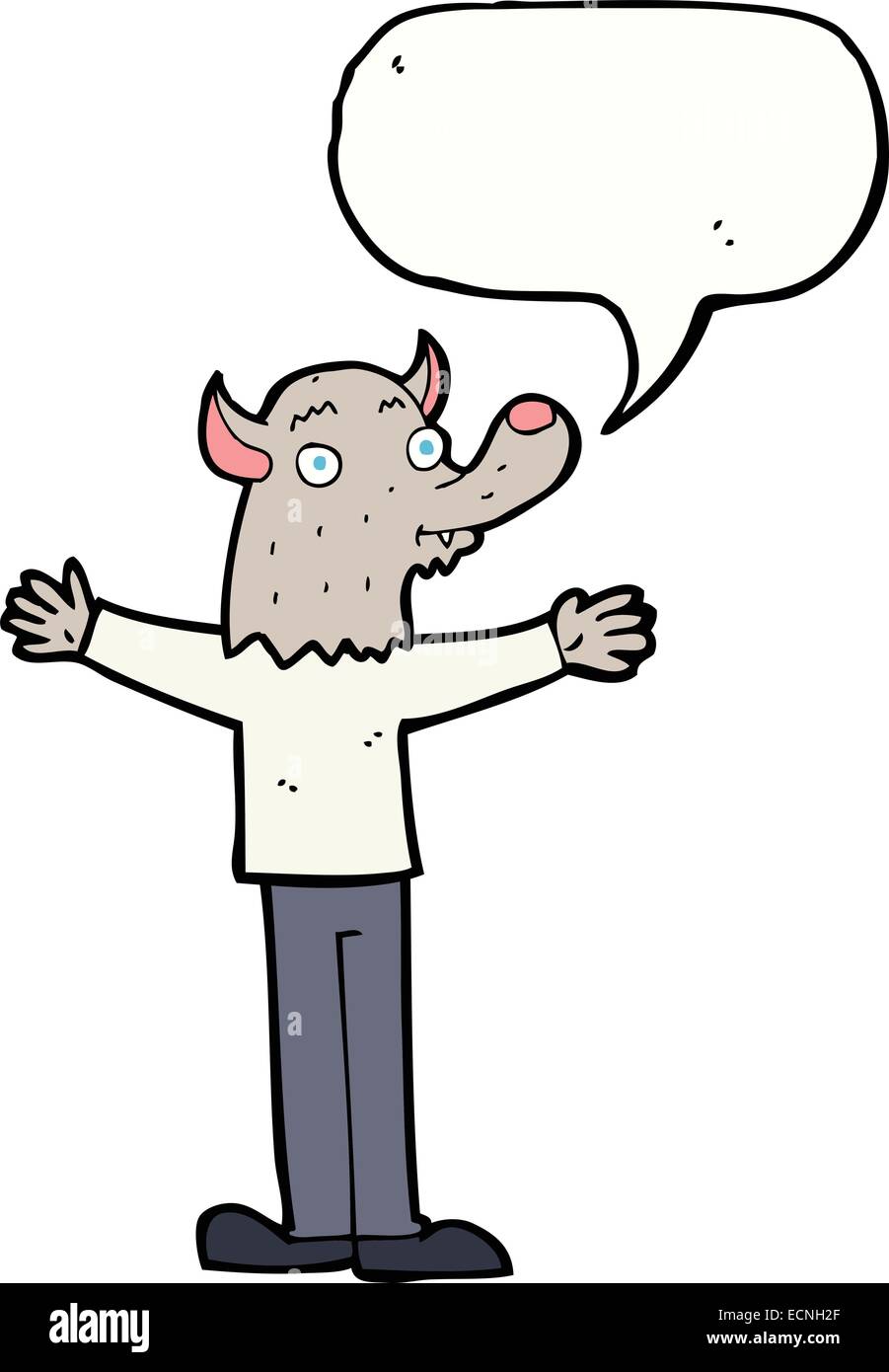 cartoon friendly werewolf with speech bubble Stock Vector Image & Art ...