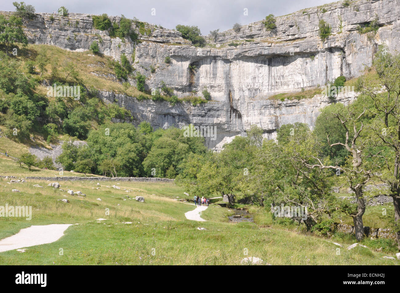 Malham Cove, a natural limestone formation a mile north of village of ...