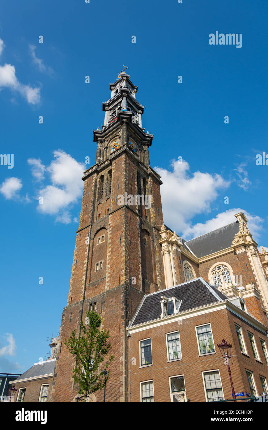 View of tower of Westerkerk church in Amsterdam Stock Photo - Alamy