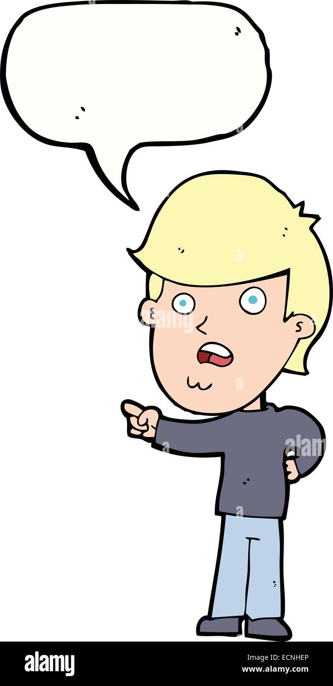 cartoon shocked man pointing with speech bubble Stock Vector Image ...